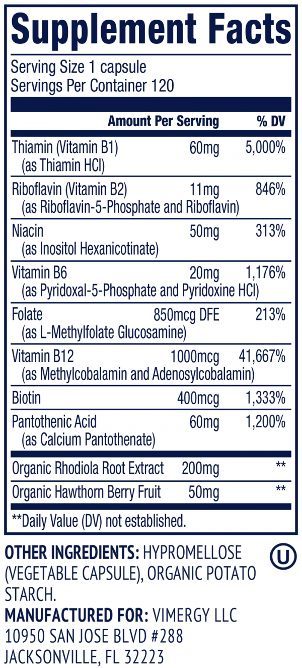 Vimergy Adapto B-Complex – 120 Capsules – Flower of Life